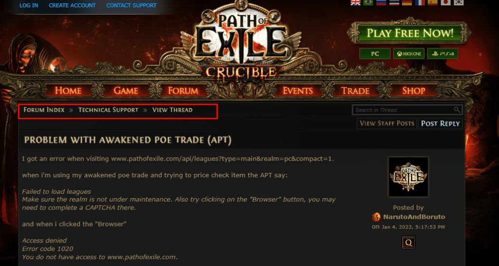 Error Code 1020 Awakened Poe Trade Error Code 1020 Awakened Poe Trade